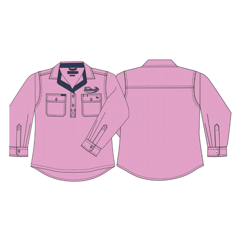 KIDS PASTEL PINK WORK SHIRT - Deni Ute Muster